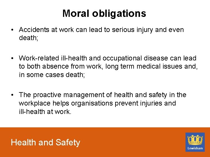 Management of Health and Safety Induction Briefing Presented