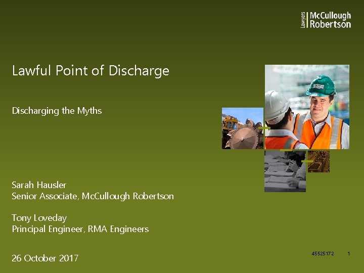 Lawful Point of Discharge Discharging the Myths Sarah