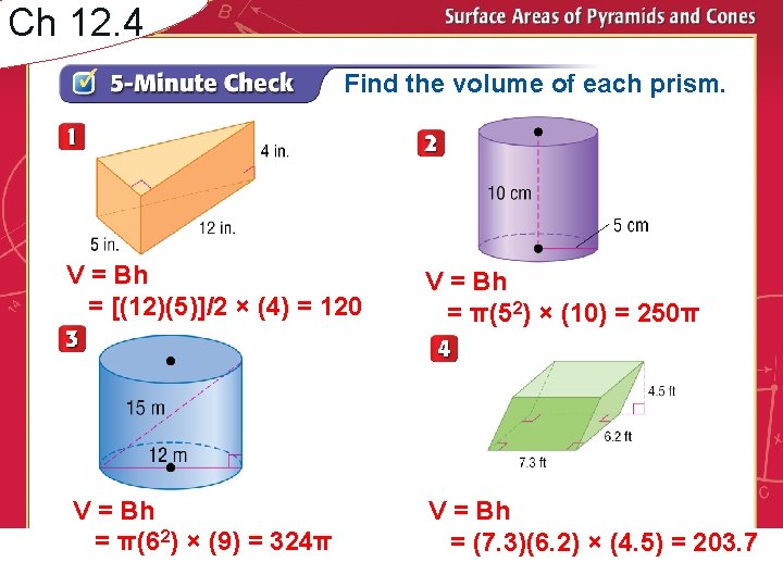Ch 12 4 Find the volume of each