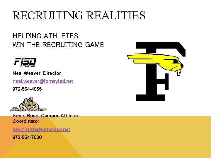 RECRUITING REALITIES HELPING ATHLETES WIN THE RECRUITING GAME