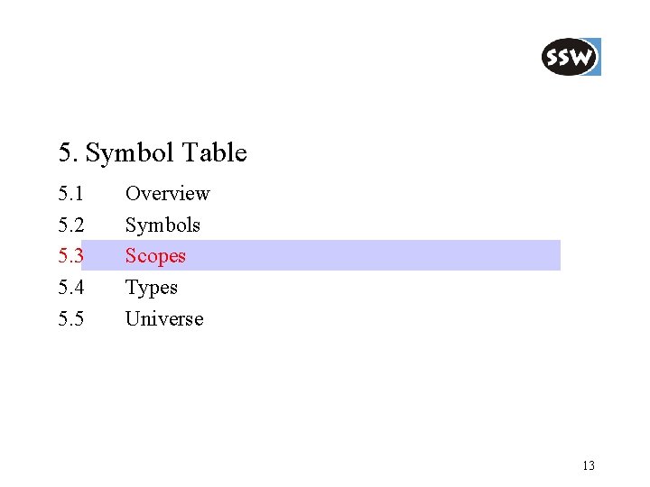 5 Symbol Table 5 1 5 2 5