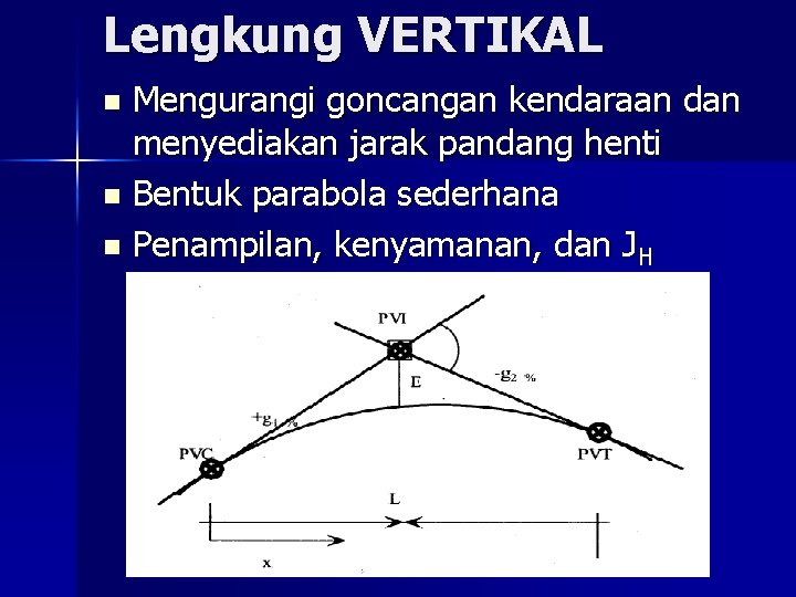 Perancangan Geometrik Jalan Alinemen VERTIKAL n Bagian Landai