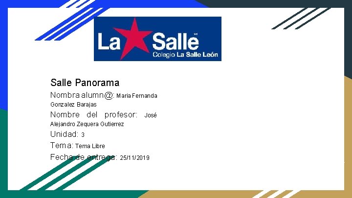 Salle Panorama Nombra alumn Maria Fernanda Gonzalez Barajas