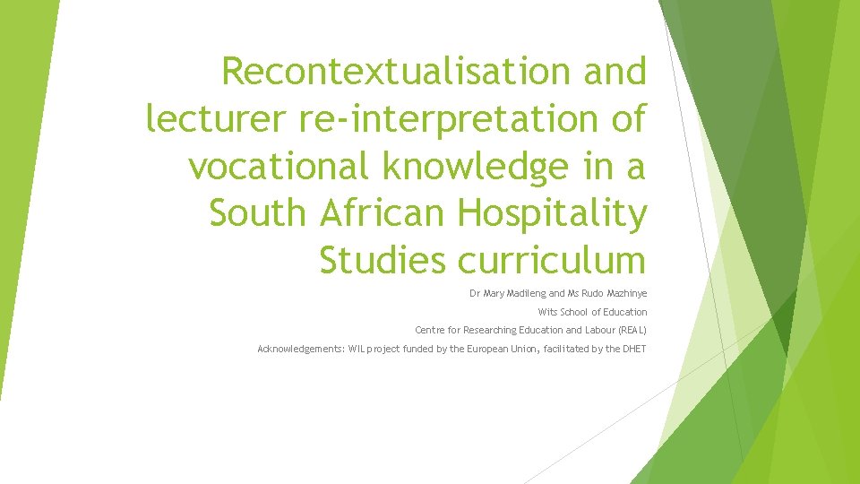 Recontextualisation and lecturer reinterpretation of vocational ...