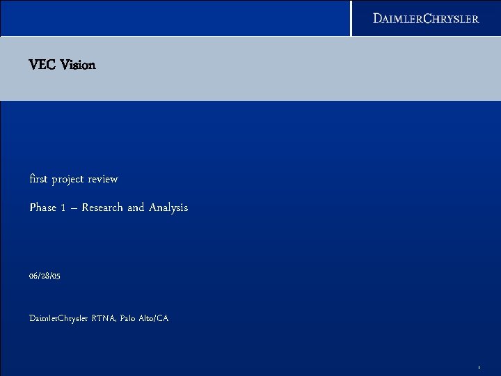 VEC Vision first project review Phase 1 Research