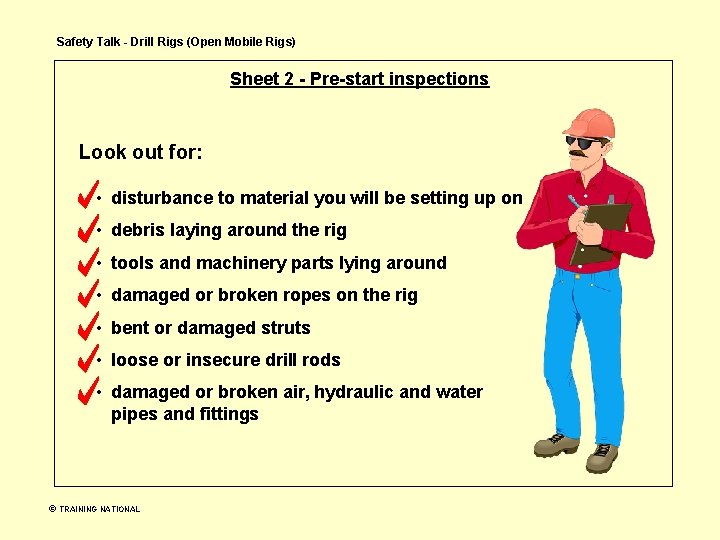Safety Talk Drill Rigs Open Mobile Rigs Sheet