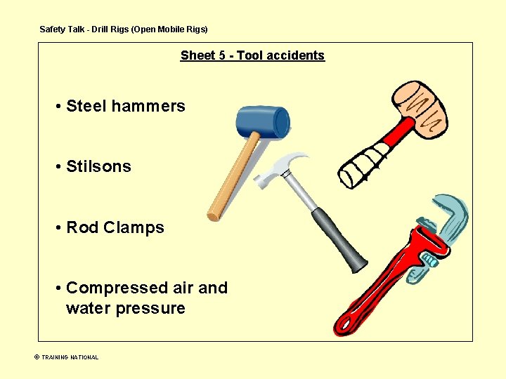 Safety Talk Drill Rigs Open Mobile Rigs Sheet