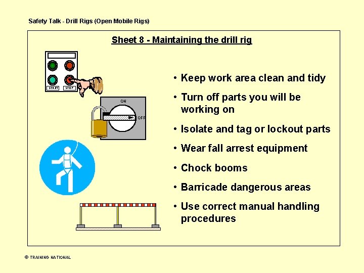 Safety Talk Drill Rigs Open Mobile Rigs Sheet