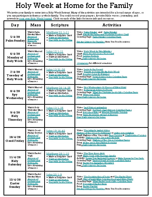 Holy Week at Home for the Family We