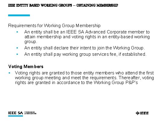 ENTITY WORKING GROUP MEMBERSHIP OVERVIEW CONTENTS Entity Based