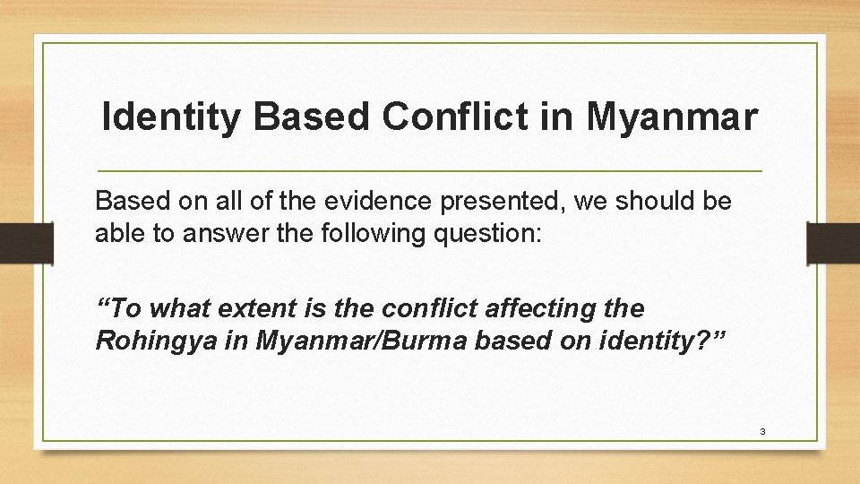 Identity Based Conflict in Myanmar IB Global Politics