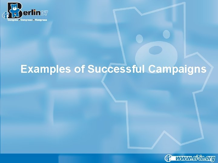 Examples of Successful Campaigns Ian Martin Web Communications