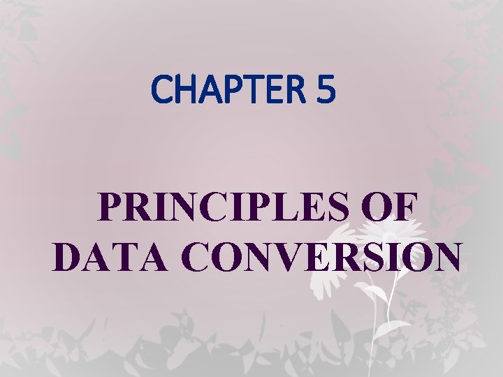CHAPTER 5 PRINCIPLES OF DATA CONVERSION Digital instruments