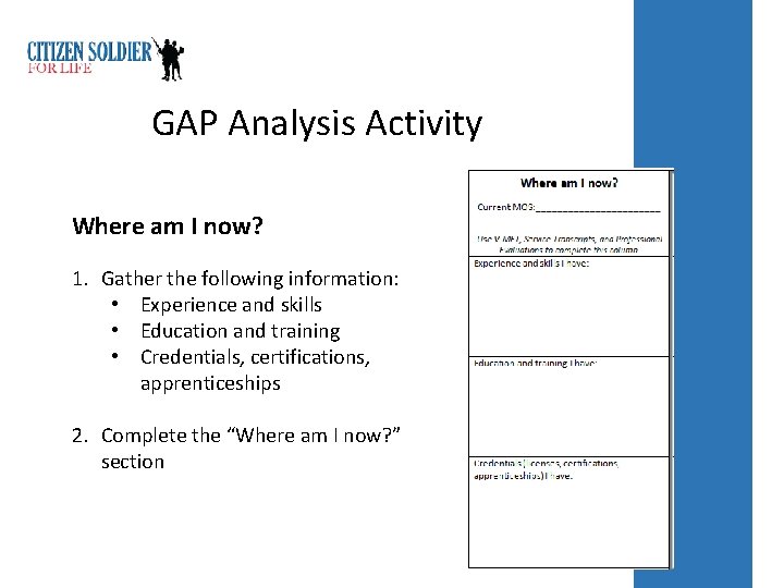 MOS CrosswalkGAP Analysis Citizen Soldier for Life What
