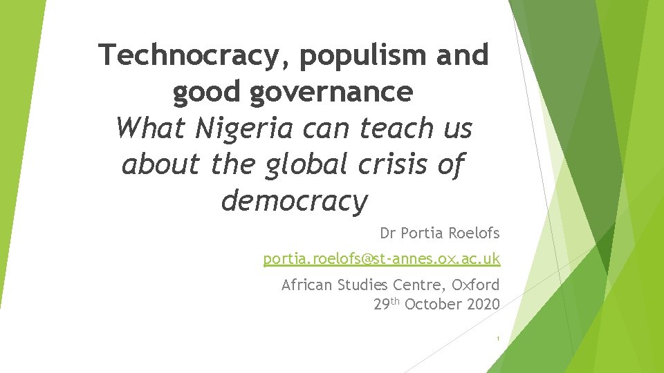 Technocracy populism and good governance What Nigeria can