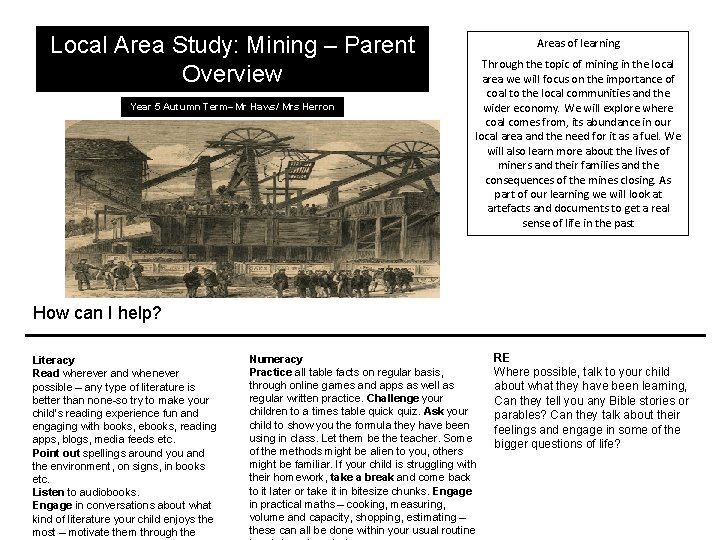 Local Area Study Mining Parent Overview Year 5