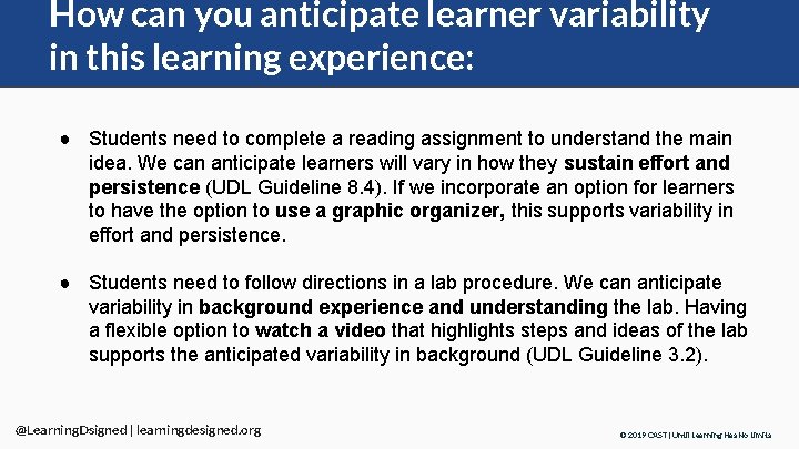 UDL Core Foundation Resource How does UDL anticipate