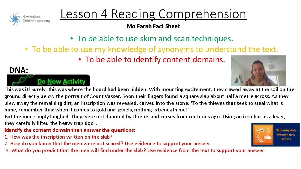 Lesson 4 Reading Comprehension Mo Farah Fact Sheet