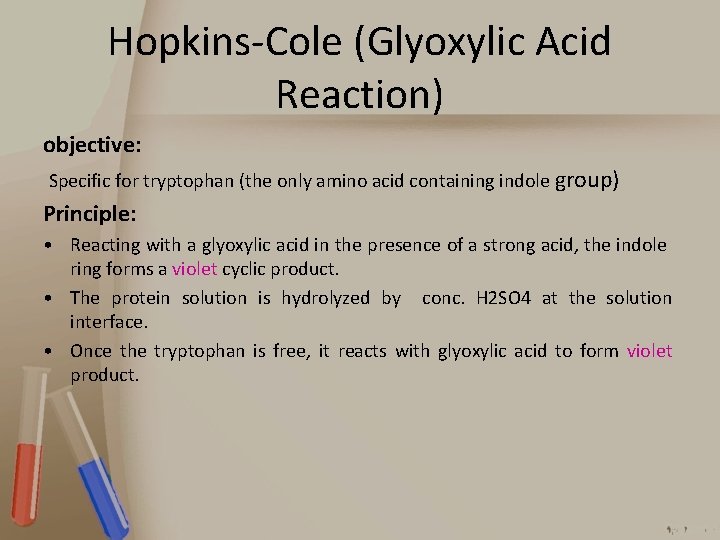 Qualitative tests of amino acid Objectives General information