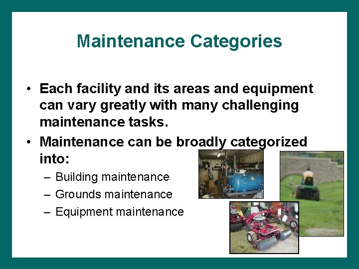 Repair And Maintance of Buildings Maintenance as a