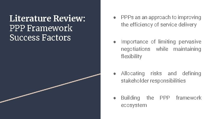 Building Successful PublicPrivate Partnership Frameworks Critical ...