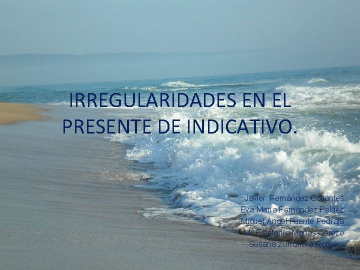 IRREGULARIDADES EN EL PRESENTE DE INDICATIVO Javier Fernndez