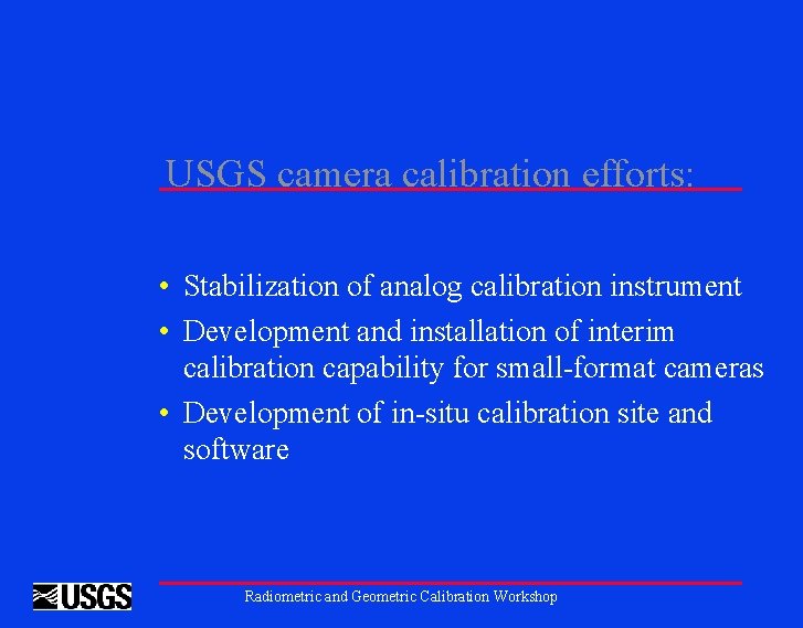 Camera calibration program in the United States past