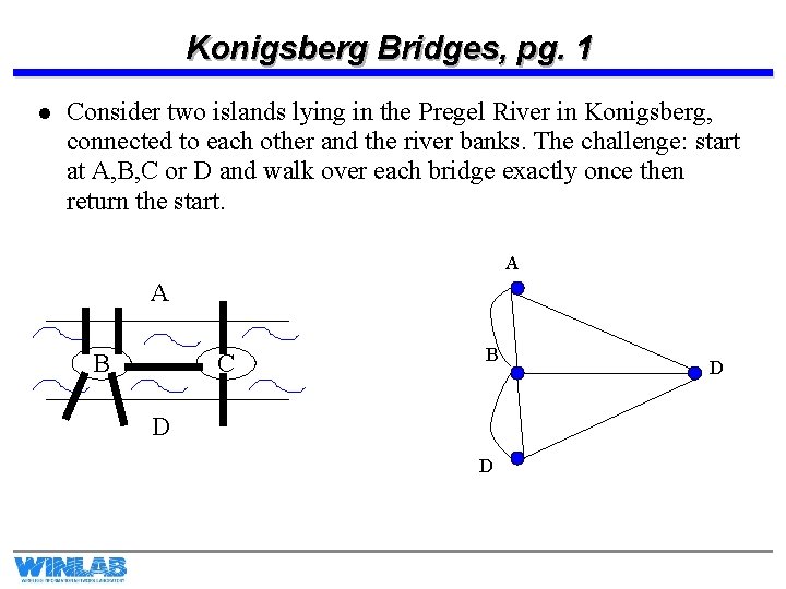 Representing Graphs Wade Trappe Lecture Overview l l