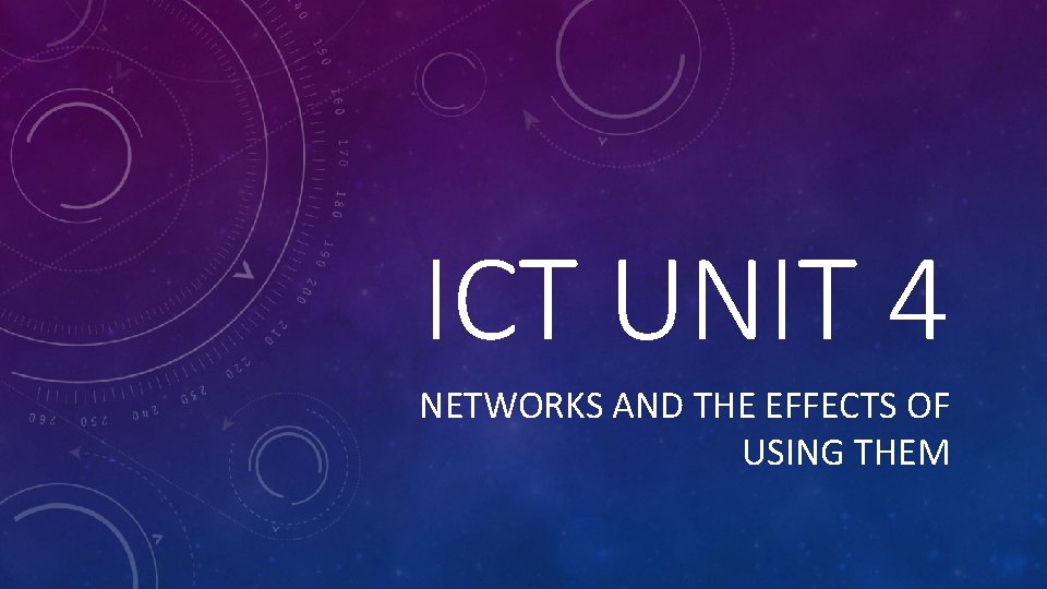 ICT UNIT 4 NETWORKS AND THE EFFECTS OF