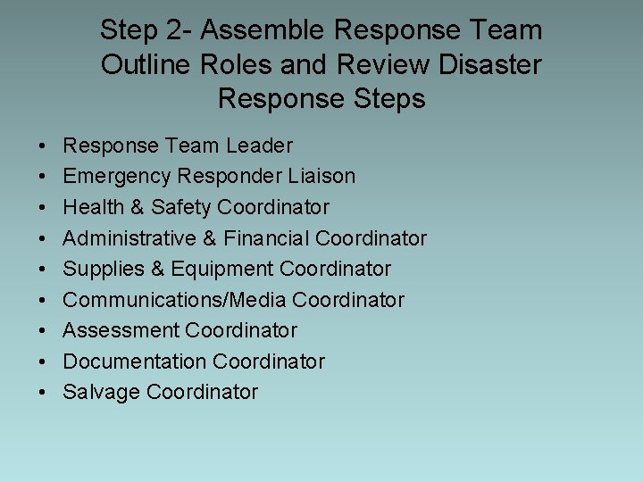 Disaster Response ALCTS June 9 2010 By Nancy