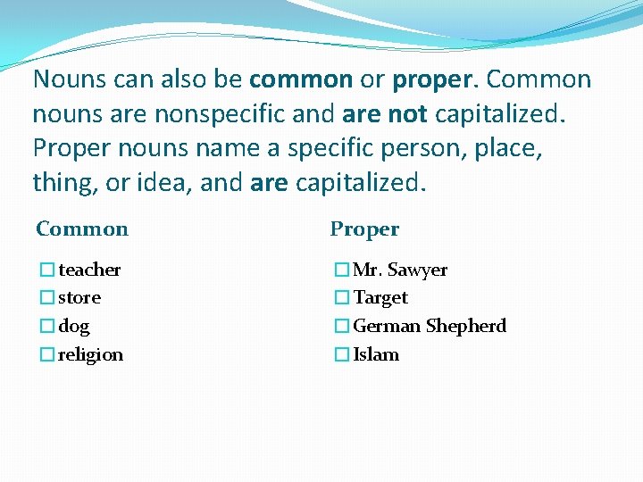 Nouns A Review A noun is a word