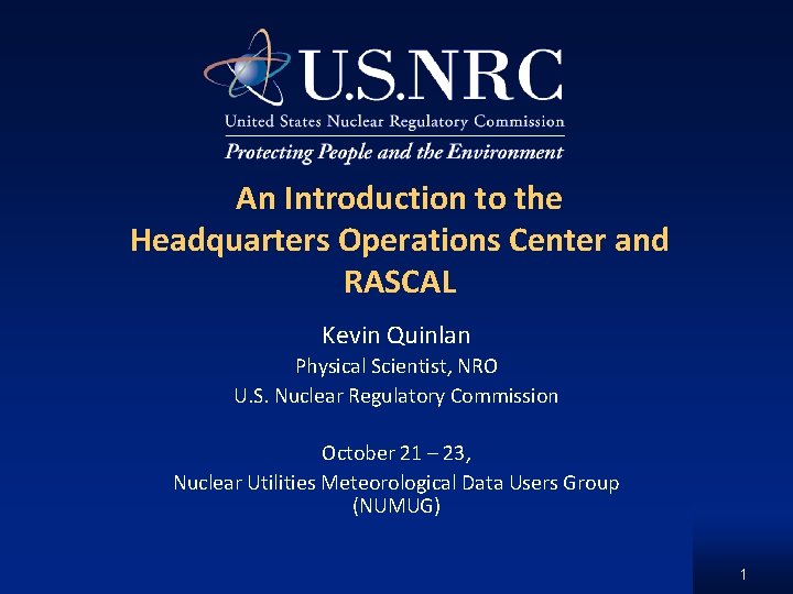 An Introduction to the Headquarters Operations Center and