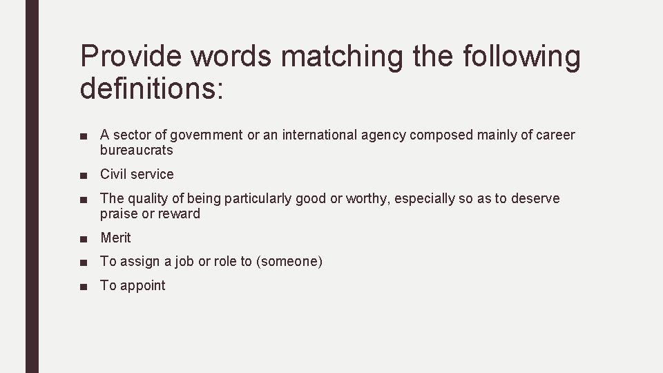 ENGLISH FOR PUBLIC ADMINISTRATION III Revision 1 Answer