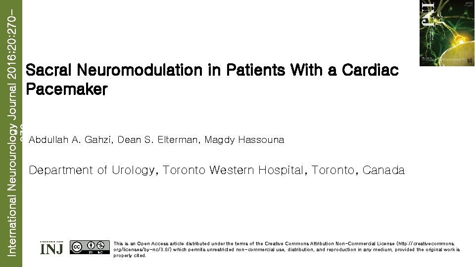 International Neurourology Journal 2016 20 270272 Sacral Neuromodulation