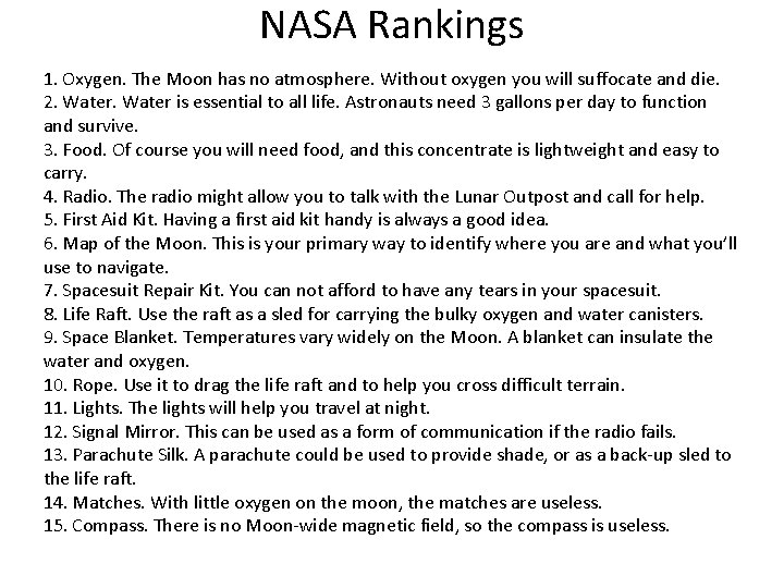 NASA Team Building Student Materials Next Page Team
