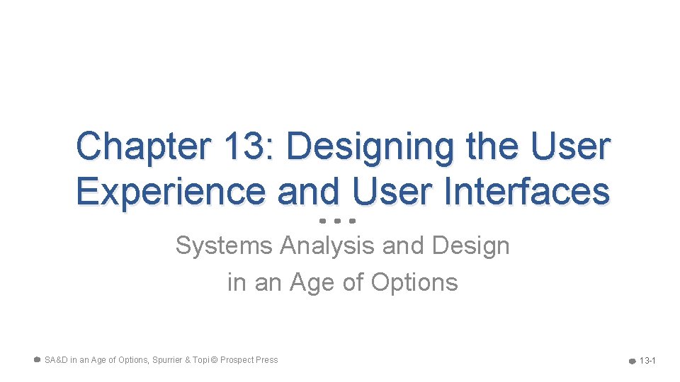 Chapter 13 Designing the User Experience and User