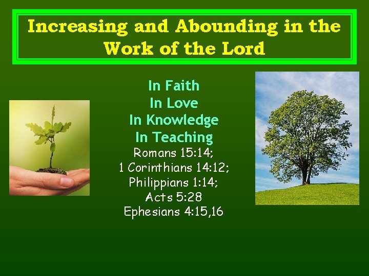 Increasing and Abounding in the Work of the
