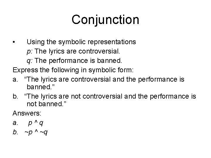 SYMBOLIC LOGIC Section 1 2 Statements This section