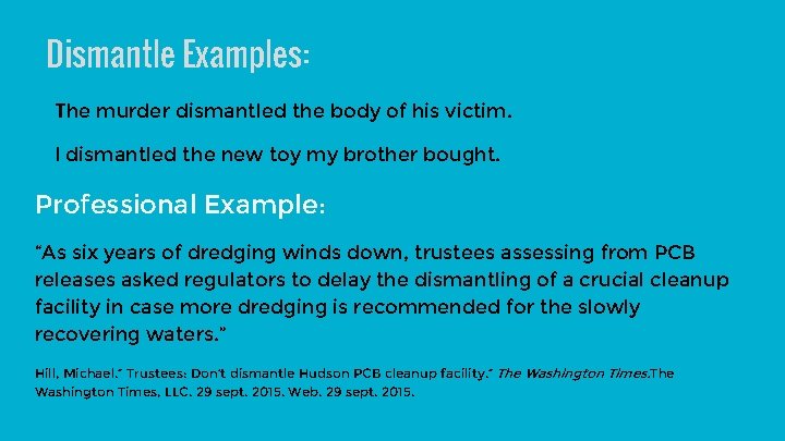 Vocab Homicide and Dismantle By Savannah Hinton Homicide