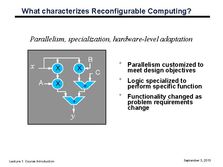 ECE 636 Reconfigurable Computing Lecture 1 Course Introduction