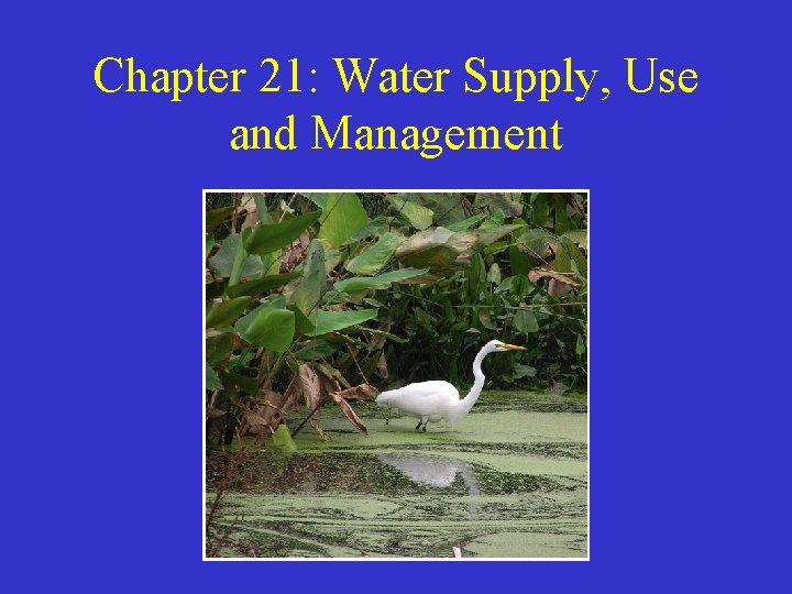 Chapter 21 Water Supply Use and Management Water