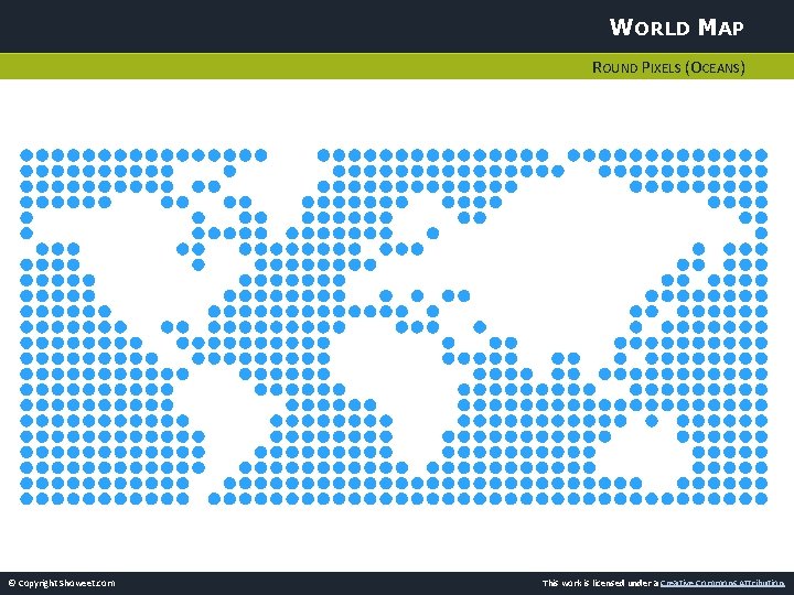 WORLD MAP PIXELS CONTINENTS OCEANS Copyright Showeet com