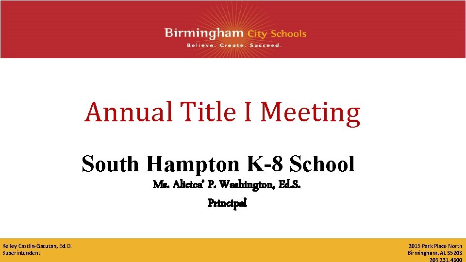 Annual Title I Meeting South Hampton K8 School