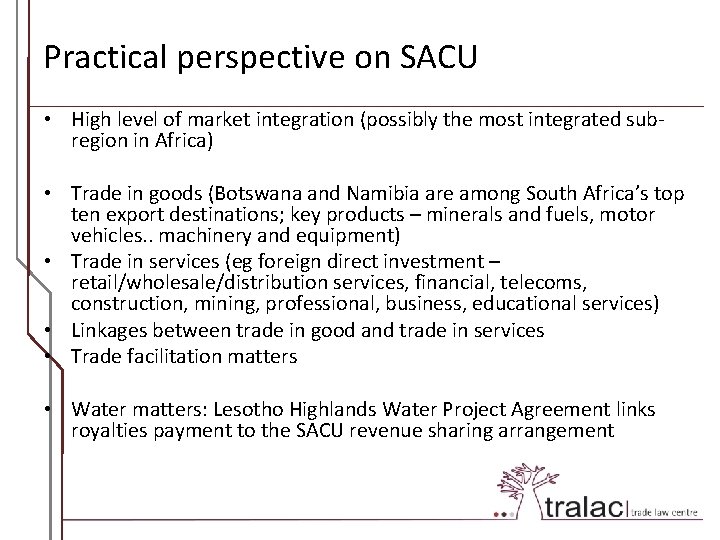 SACU Key Issues and Impact on Regional Integration