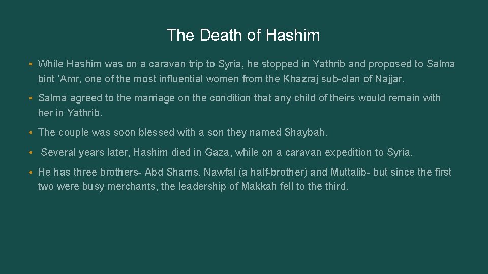 The Life of Prophet Muhammad Lesson 3 Hashim