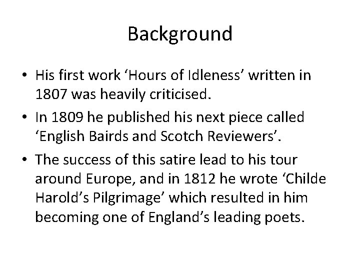Lord Byron By Cara Johnston Background George Gordon