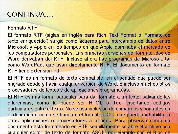 FORMATOS DE DOCUMENTOS ELECTRNICO Conceptualizacin y caracterizacin Texto