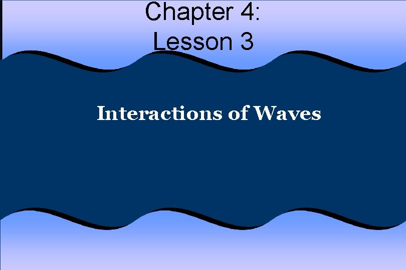 Chapter 4 Lesson 3 Interactions of Waves Waves