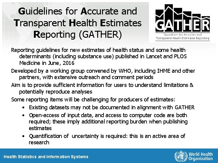 Overview of WHO work on GBD and summary