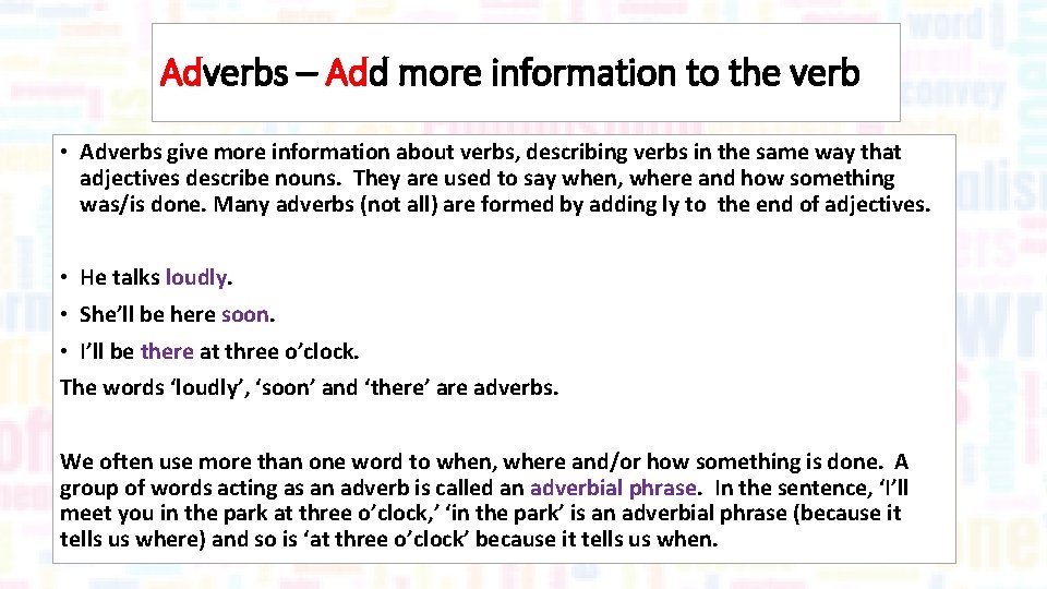 Verbs Va Va voom gives speedaction Many verbs